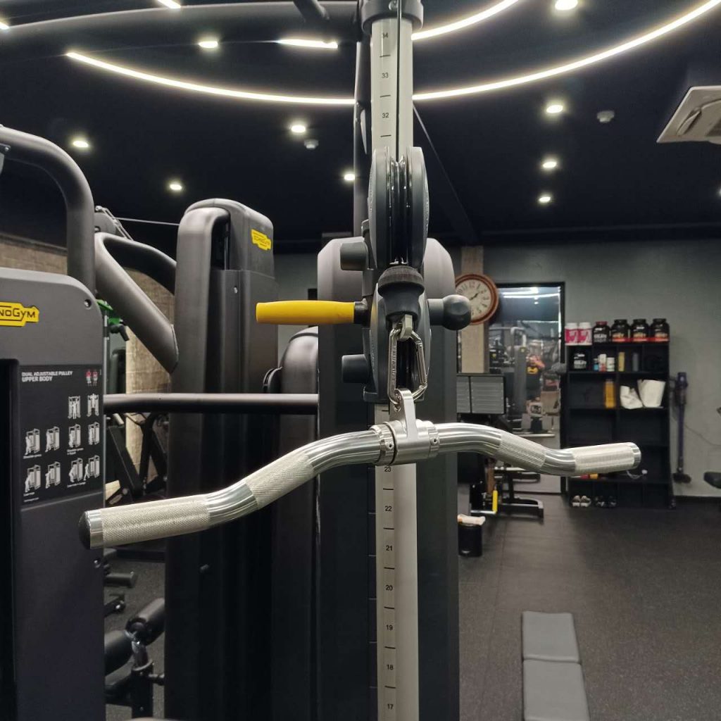 Aluminum Revolving Cambered Bar Cable Attachment | DB Fitness