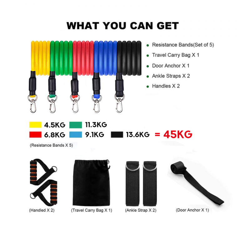 Resistance Tubes Set | 11-Piece Stackable Exercise Band Kit NZ